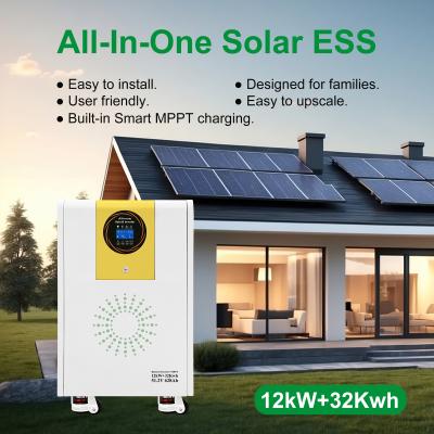 China 12KW All‑in‑One Hybrid Solar Energy Storage System 32KWh LiFePO4 Battery 15kW Dual‑Circuit PV MPPT 120‑450VDC 220/240VAC With Mobile Roller for sale