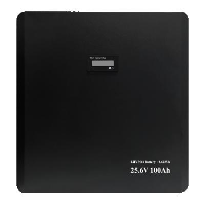 China 25.6V 100Ah 200Ah Wall‑Mount LiFePO4 Battery for Solar Off‑Grid Home Energy Storage Power Supply for sale