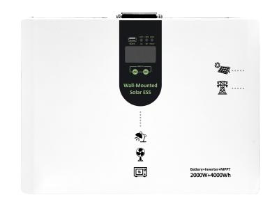 China Wall‑Mounted Solar ESS 2000W 4000Wh LiFePO4 All‑in‑One Home Energy Storage Backup Power Station for sale