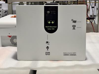China Wall‑Mounted All‑In‑One Solar ESS 1000W 2000Wh LiFePO4 Battery UPS Backup Power With Built‑in MPPT Controller for sale