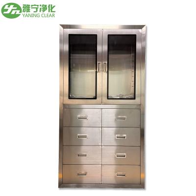 China CE ISO 304 Stainless Steel Medical Cabinet 2 Drawers Custom Size Hospital Lab Equipment for sale