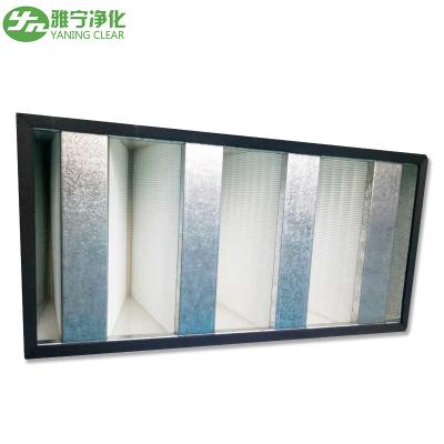 China Galvanized Frame Mini Pleat HEPA Filter / V Bank HEPA Filter For Clean Room for sale