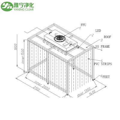 China PVC Strips Curtain Wall Clean Room Booth 2540×2490×2720mm with 40W LED Lighting and H14 HEPA Filtration for sale