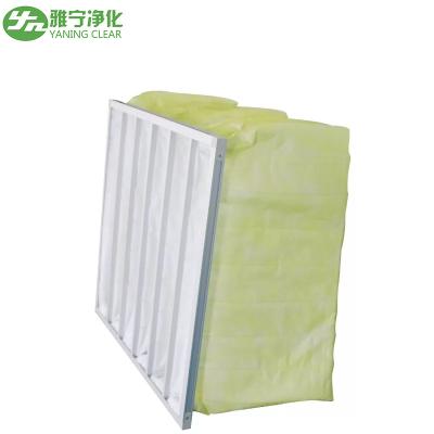 China YANING Medium Efficiency Pocket Bag Filter F5-F9 3200m³/h Galvanized Sheet Frame for HVAC for sale