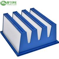China W-Type Sub-HEPA Air Filter with Blue Plastic Frame for HVAC AHU Systems - 1600-4000 m³/h Air Flow, 99.99% Efficiency for sale