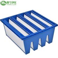 China W-Type Sub-HEPA Air Filter with Blue Plastic Frame for HVAC AHU Systems - 1600-4000 m³/h Air Flow, 99.99% Efficiency for sale