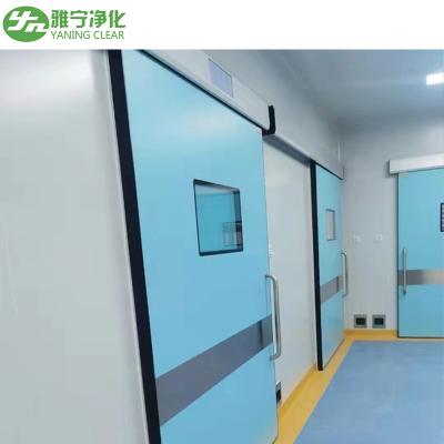 China Hospital OR Modular Operating Room Hermetic Automatic Sliding Door with 5mm Glass Window and 40mm Aluminum Body for sale