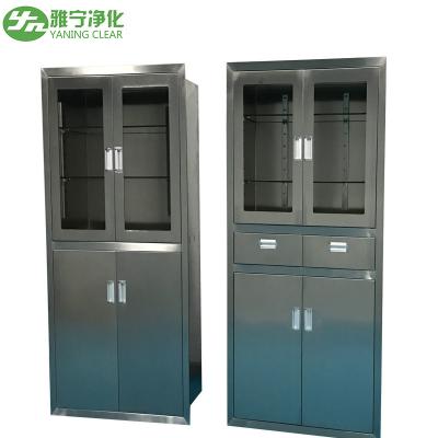 China SUS304 Stainless Steel Medical Instrument Cabinet 1697mm Height with Tempered Glass Doors for Hospital Operating Rooms for sale
