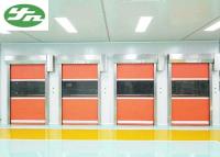 China Automatic Cargo Air Shower Tunnel With Red PVC Rolling Up Fast Shutter Door for sale