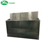 China Stainless Steel 3 Station Hand Wash Sink 1600mm with Knee Touch and Sensor Faucet for OT Room for sale