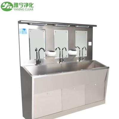 China Multi Station Medical Hand Wash Sink 60x20x8 Inch 14 Gauge Stainless Steel Foot Pedal Operated for sale