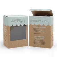 China Brown Kraft Paper Tuck End Box Packaging With Clear PVC Window Folders for sale