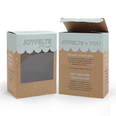 China Brown Kraft Paper Tuck End Box Packaging With Clear PVC Window Folders for sale