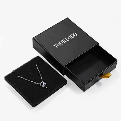 China Custom Logo Foam Insert Rigid Drawer Jewelry Box for Ring Necklace Bracelet 9x9x3cm for sale