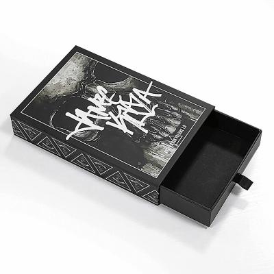 China Custom Logo Printing Accepted Black Matte Sliding Gift Drawer Box with Custom Order for sale