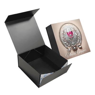 China Luxury Paper Flip Top Cardboard Box Black Custom Magnetic Box Packaging for sale