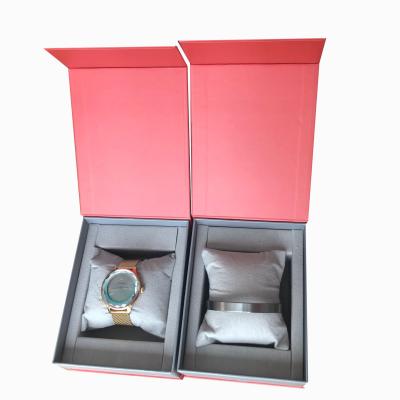 China Red Cardboard Paper Empty Wrist Watch Gift Box Packaging Customized for sale