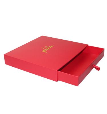 China Hot Stamping Gold Foil Paper Sliding Box Red Custom Cardboard Packaging Box for sale