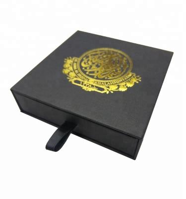 China Luxury Hot Stamping Black Box Gift Packaging With CMYK Printing for sale