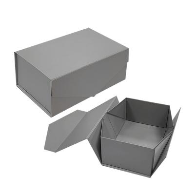China Custom Order Custom Color Size Grey Folding Cardboard Paper Box with Magnetic Lid for sale