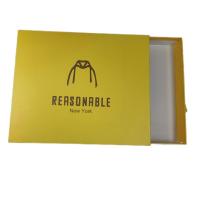 China Custom Logo Printing Paperboard Yellow Pull Out Sliding Drawer T Shirt Packaging Box for sale