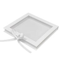 China Square Book Shaped PVC Clear Top Window Magnetic Cardboard Packaging Box With Ribbon for sale