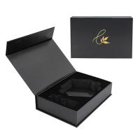 China Custom Black Matte Stamped Gold Logo Magnetic Gift Jewelry Paper Box With Foam Insert for sale