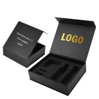 China Custom Packaging Printing Box Cardboard Black Paper Magnet Gift Box Packaging with Inner Foam for sale