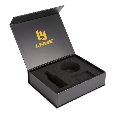 China Custom logo Black Magnet Magnetic Luxury Packaging Folding Paper Business Gift Box for sale
