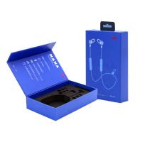 China Customized logo Luxury Cardboard Magnetic Wireless Headphone Packaging Box with EVA Liner Packaging Hanging Box for sale