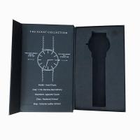 China Custom logo Luxury Black Cardboard Smart Watch Magnetic Gift Packaging Box Single Watch with Foam Lining for sale
