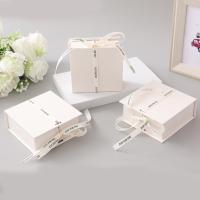 China White Ribbon Logo Foldable Gift Box Make Up Clothes Accessories Rigid Paperboard With Glossy Lamination for sale