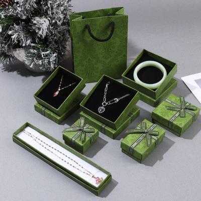 China Custom Dark Green Cardboard Paperboard Packaging Box For Jewelry Necklace Bracelet Rings Drawer Gift With Printed Logo for sale