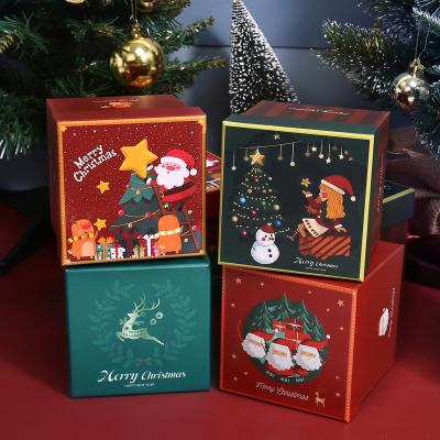 China Luxury Custom Christmas Style Environmentally Friendly Gift Packaging Cardboard Red Top Cover Christmas Ribbon Gift Box Set for sale