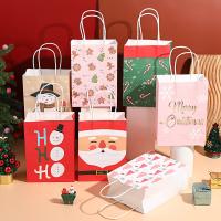 China Christmas Kids Gift Bags Recycled Paper Santa Snowman Xmas Party Favors Wholesale Holiday Goodie Bags for Gifts for sale