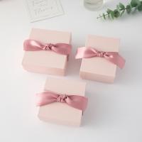 China Custom Adorable Baby pink Jewelry Box with logo Ring Necklace Earring Bracelet Packaging Cardboard for sale