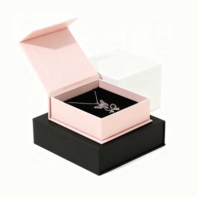 China Custom Logo Branded Black Paperboard Magnetic Boxes Set Small Square Packaging For Jewelry Lashes Glasses for sale