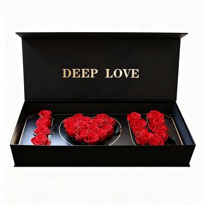 China Custom Popular I LOVE U Floral Gift Boxes Eco Friendly Recycled Magnetic Paper Box Packaging For Rose Flower Gift Box for sale