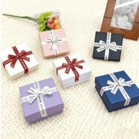 China Custom Jewelry Packaging English Bow Ribbon Heaven Earth Square Box Elegant Carton Cover For Earrings Rings Boxes for sale