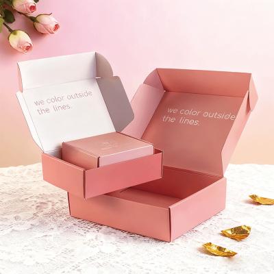 China Custom Folding Corrugated Pink Cardboard Gift Box Custom Logo Packaging Accepts for sale