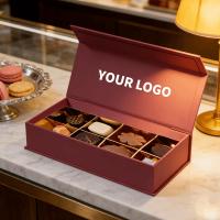 China Luxury Environmentally Friendly UV-coated Rigid Cardboard Magnetic Closure Gift Box With Logo for Chocolate Brand Packaging for sale