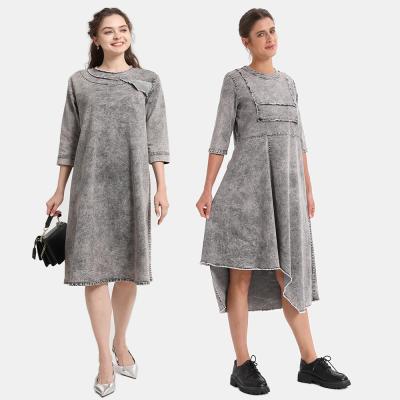 China Washed Women Denim Dress Girls Family Matching Summer Business Casual Women for sale
