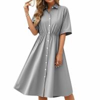 China Self Cultivation Gray Short Sleeve Dress ODM Casual Wear Dress 94cm for sale