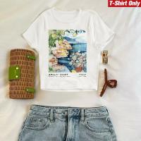 China Floral Printing Women T Shirts  Machine Washable 180cm Short Sleeve Black Shirt Womens for sale