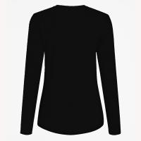 China CEM ODM Women Tops Round Neck Black Dark Gray Long Sleeve Top for sale