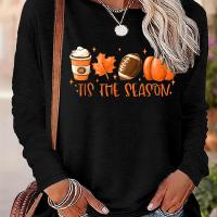 China CEM ODM Women Tops Round Neck Black Dark Gray Long Sleeve Top for sale