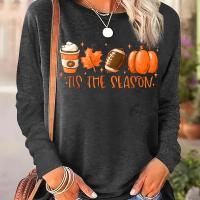China CEM ODM Women Tops Round Neck Black Dark Gray Long Sleeve Top for sale