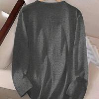 China CEM ODM Women Tops Round Neck Black Dark Gray Long Sleeve Top for sale