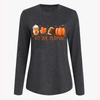 China CEM ODM Women Tops Round Neck Black Dark Gray Long Sleeve Top for sale