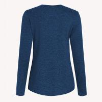 China Round Neck Women Tops Personalized Letters Print Long Sleeves T Shirt In Dark Blue for sale